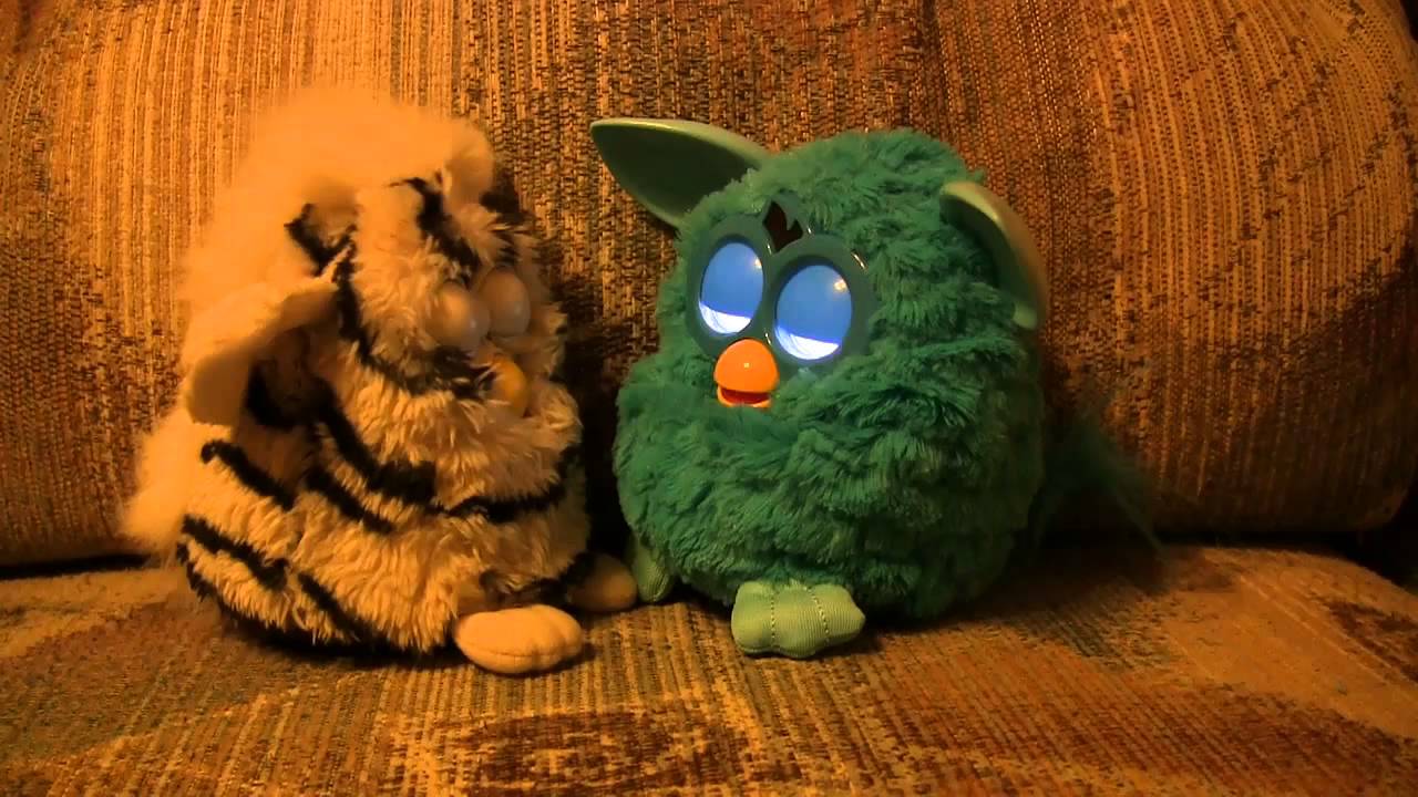Old Furby and new Furby laugh at burp - YouTube