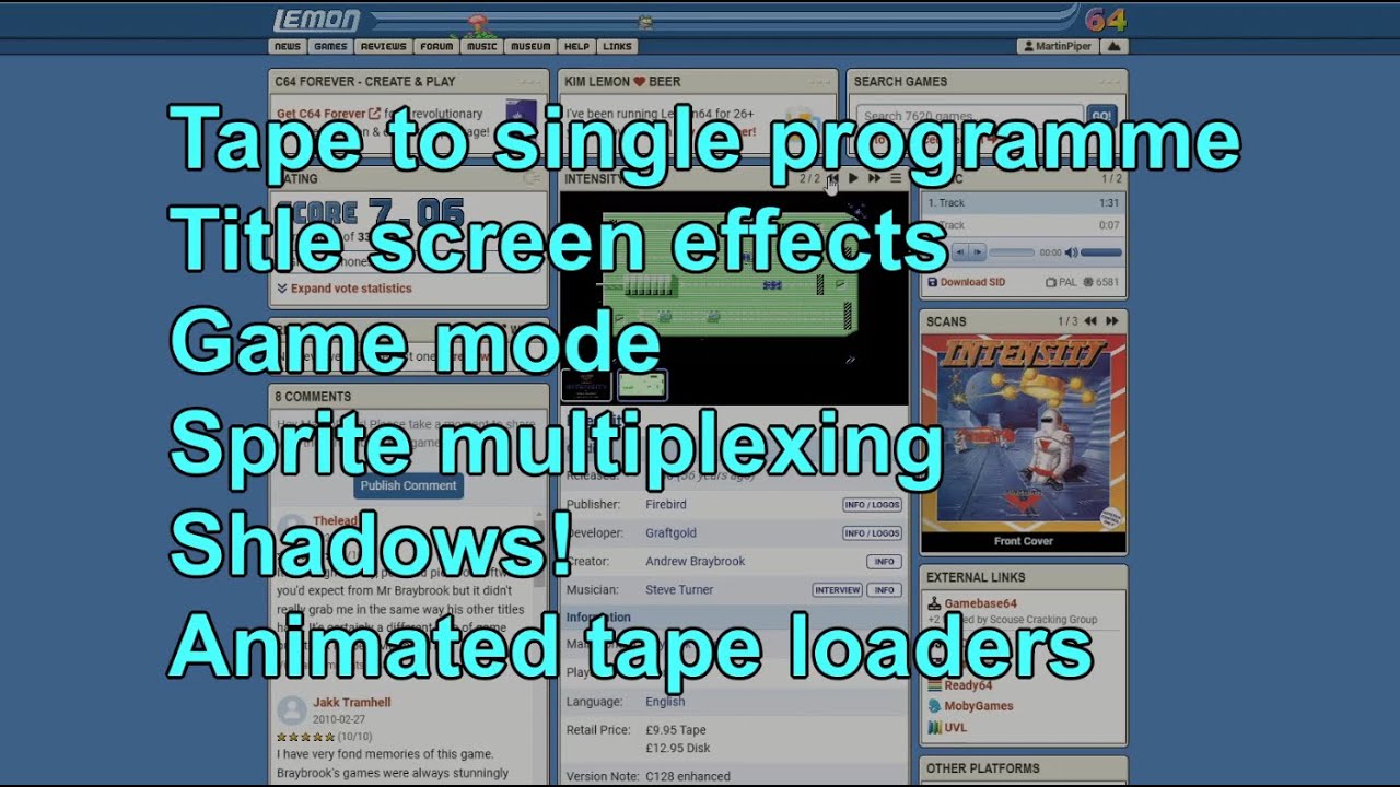 C64 Games memories - Intensity - YouTube