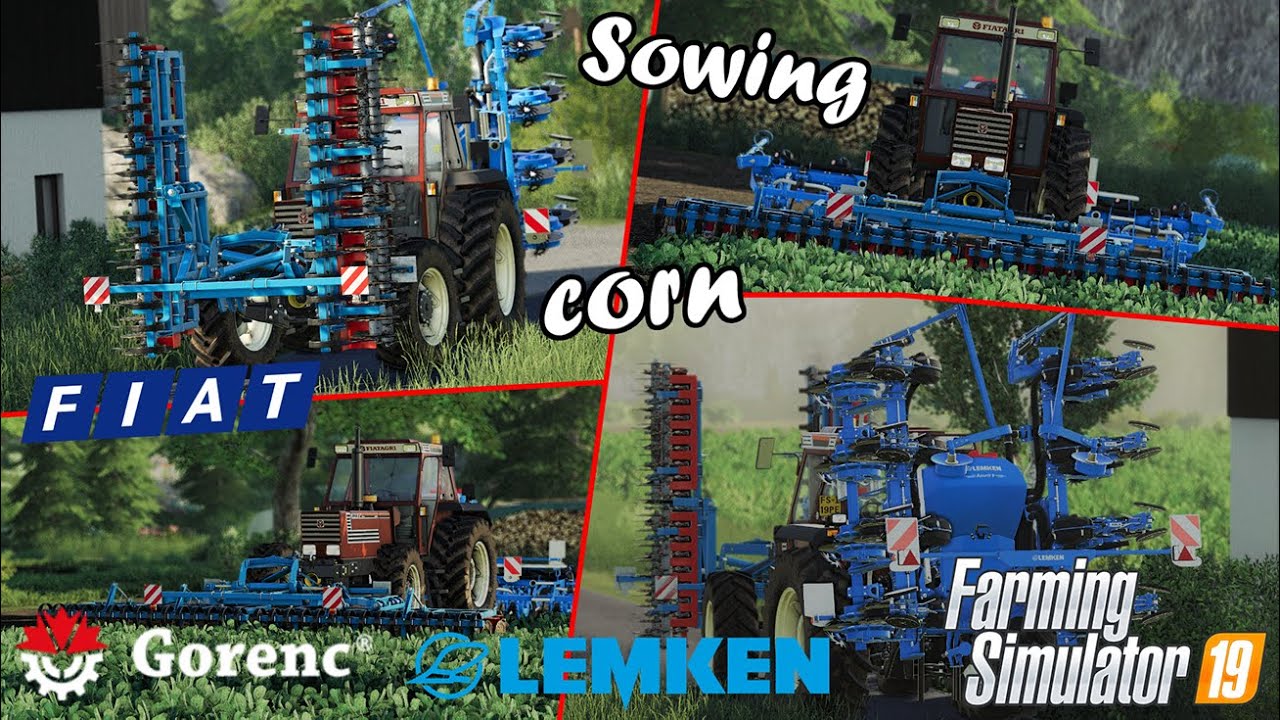 |FS19| - Sowing corn with Fiat Agri 180-90, Gorenc Grinder 600 and ...