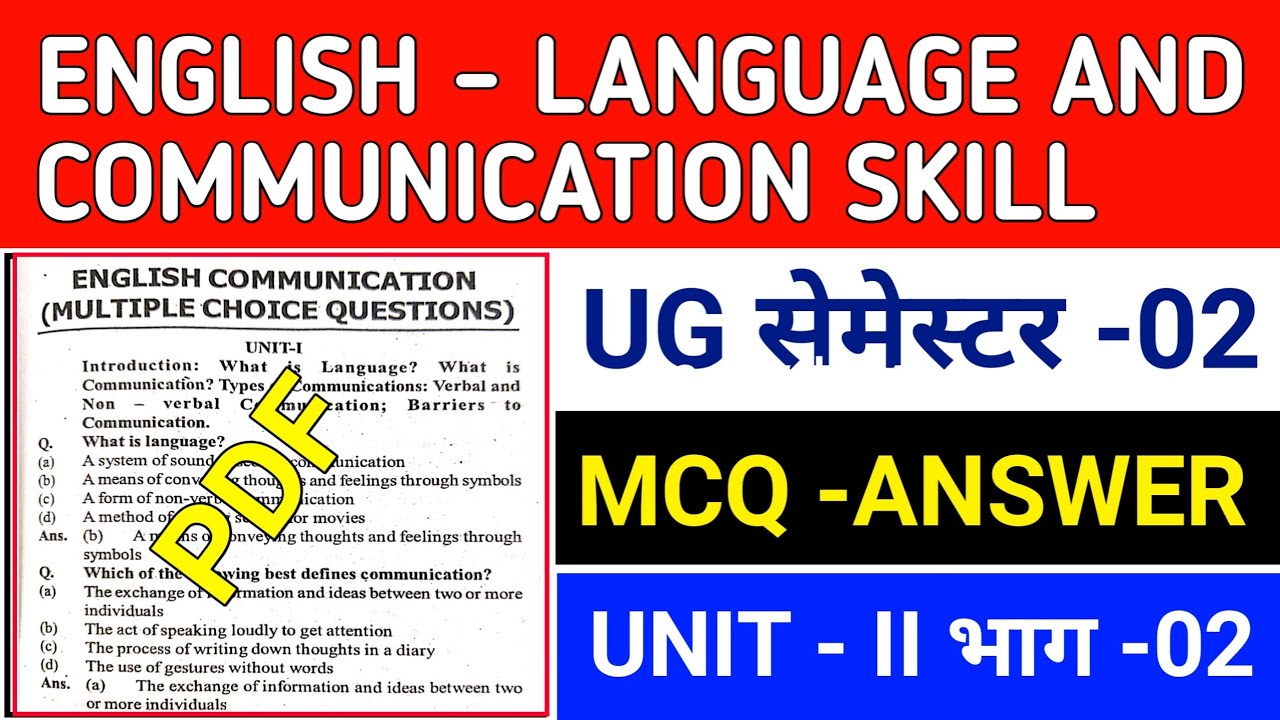 #language and communication skills English semester 2 MCQ Ranchi ...