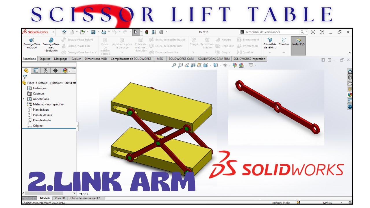 SOLIDWORKS SCISSOR LIFT TABLE : PART TWO [ LINK ARM ] - YouTube
