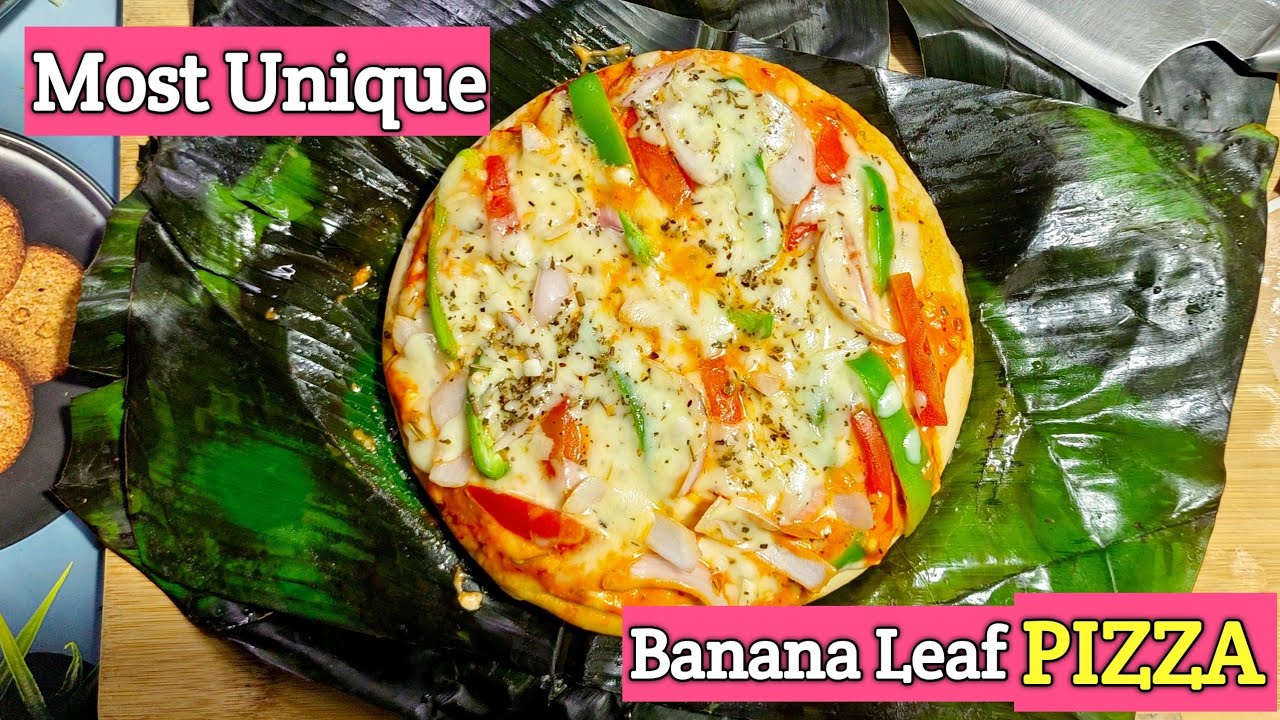 How To Make Pizza In Banana Leaf | No Yeast Oven ! Readymade Base Veg ...