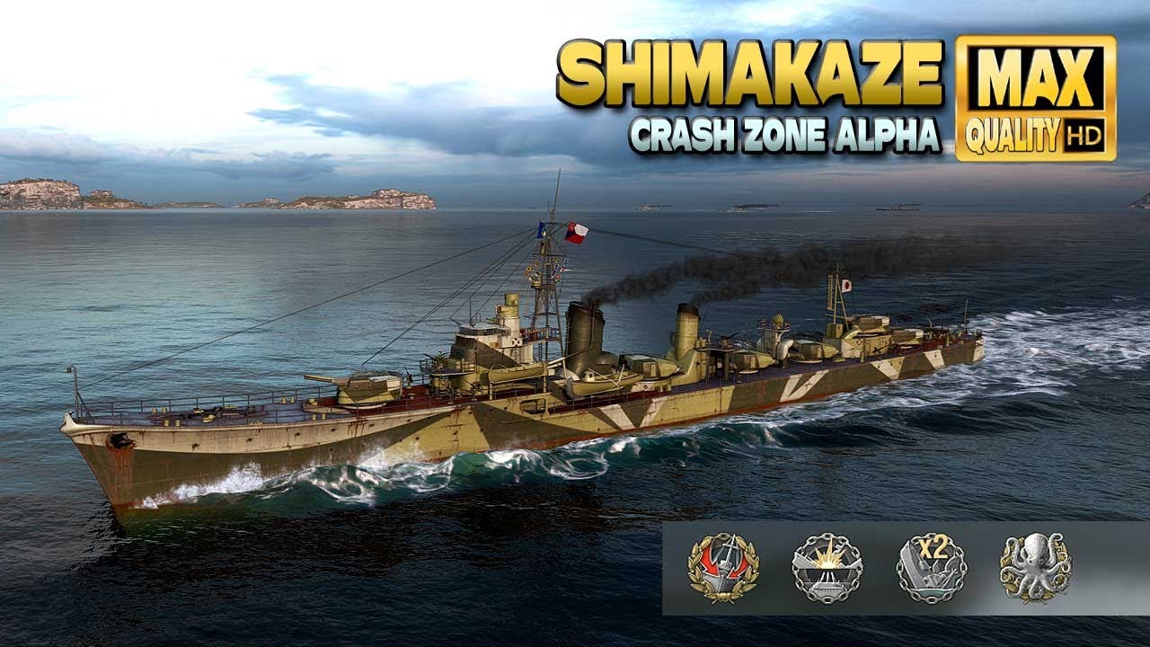 Destroyer Shimakaze: Last hope on map "Crash Zone Alpha" - World of Warships - YouTube