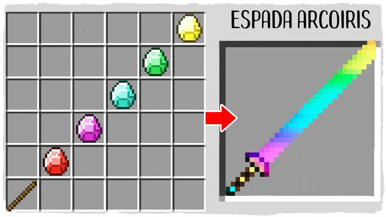 🤘 COMO CRAFTEAR LA ESPADA ARCOIRIS (RAINBOW) MÁS GRANDE DE MINECRAFT ...