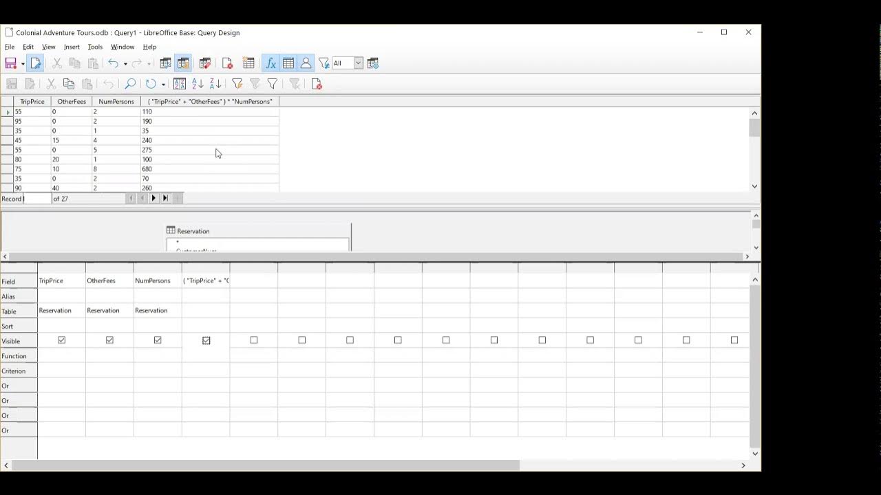 Calculate within a query using LibreOffice Base - YouTube