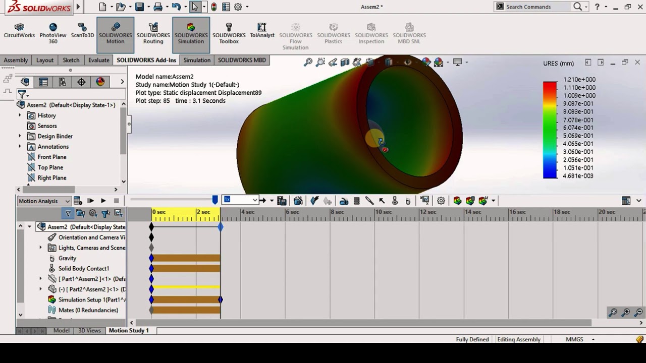 Solidworks Coupled Motion-FEA - YouTube