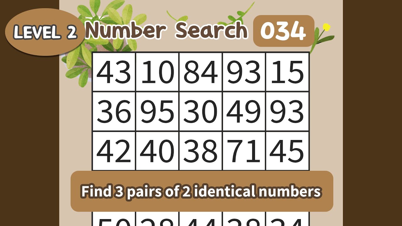 NumberSearch Level2 034 Quick Match: Can You Find the Number Pairs ...