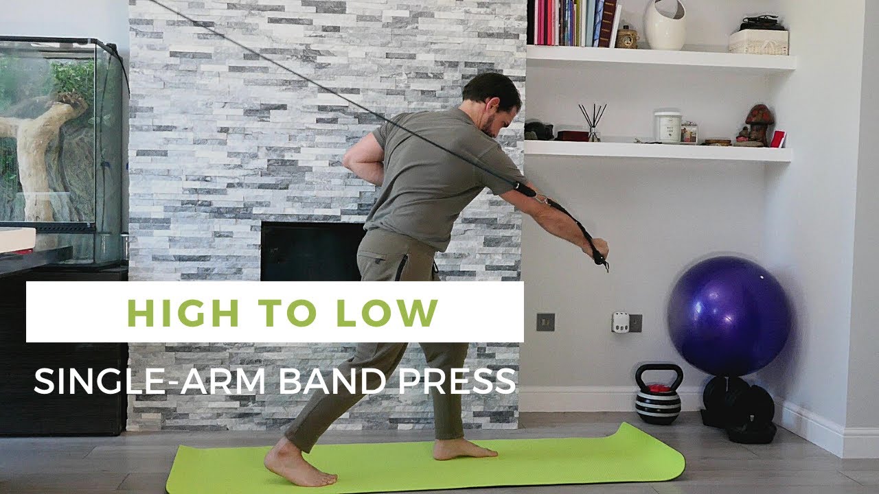 High to low single-arm band press - YouTube