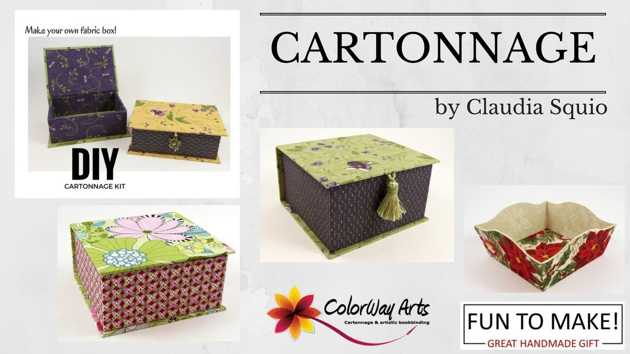 DIY cartonnage fabric boxes kits - YouTube