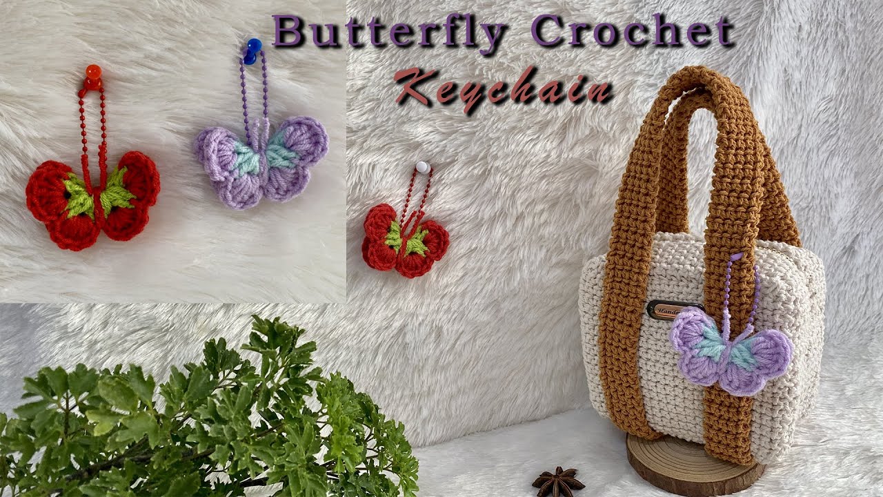 CROCHET KEYCHAIN 🦋 How to Butterfly Crochet Keychain 🦋 Easy Crochet 3D ...