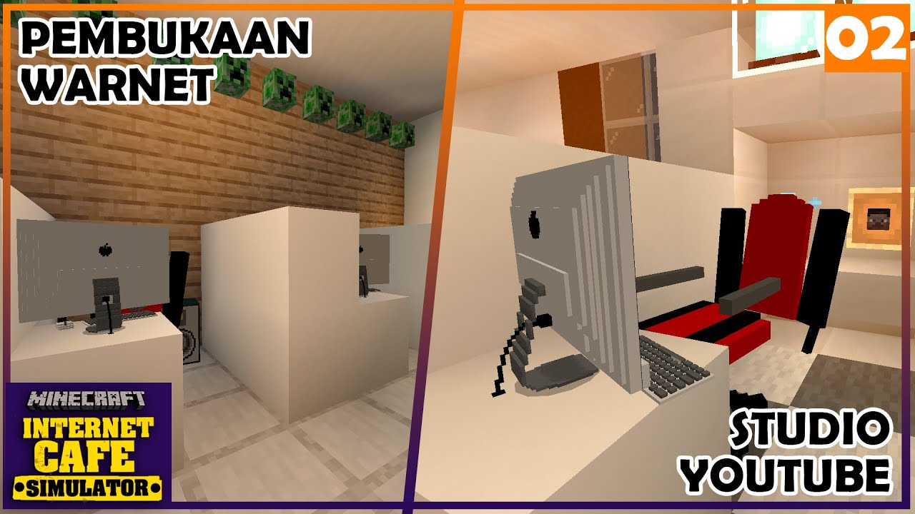 BIKIN STUDIO GAMING DAN OPENING WARNET BARU! | Minecraft Internet Cafe ...