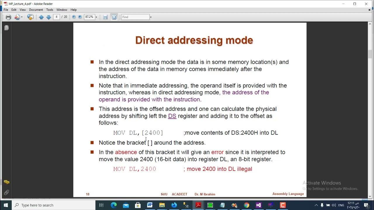 8086 Lecture 4 Addressing Modes - YouTube