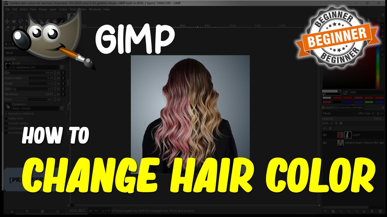Gimp How To Change Hair Color - YouTube