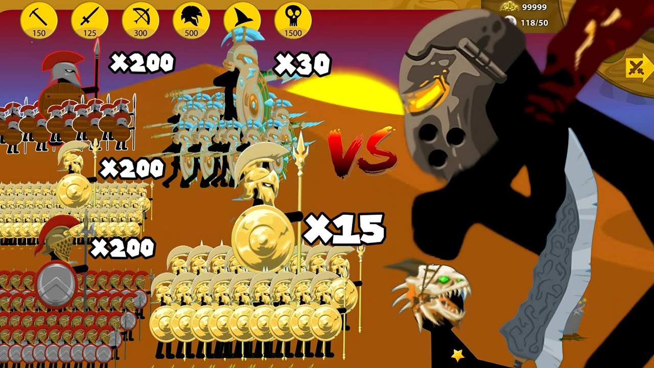 200 Army Of Mini Golden Spearton Vs The Leader Of Giant GRIFFON | Stick ...