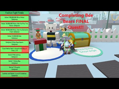 Completing Bee Bears FINAL Beesmas Quest In Roblox Bee Swarm Simulator ...
