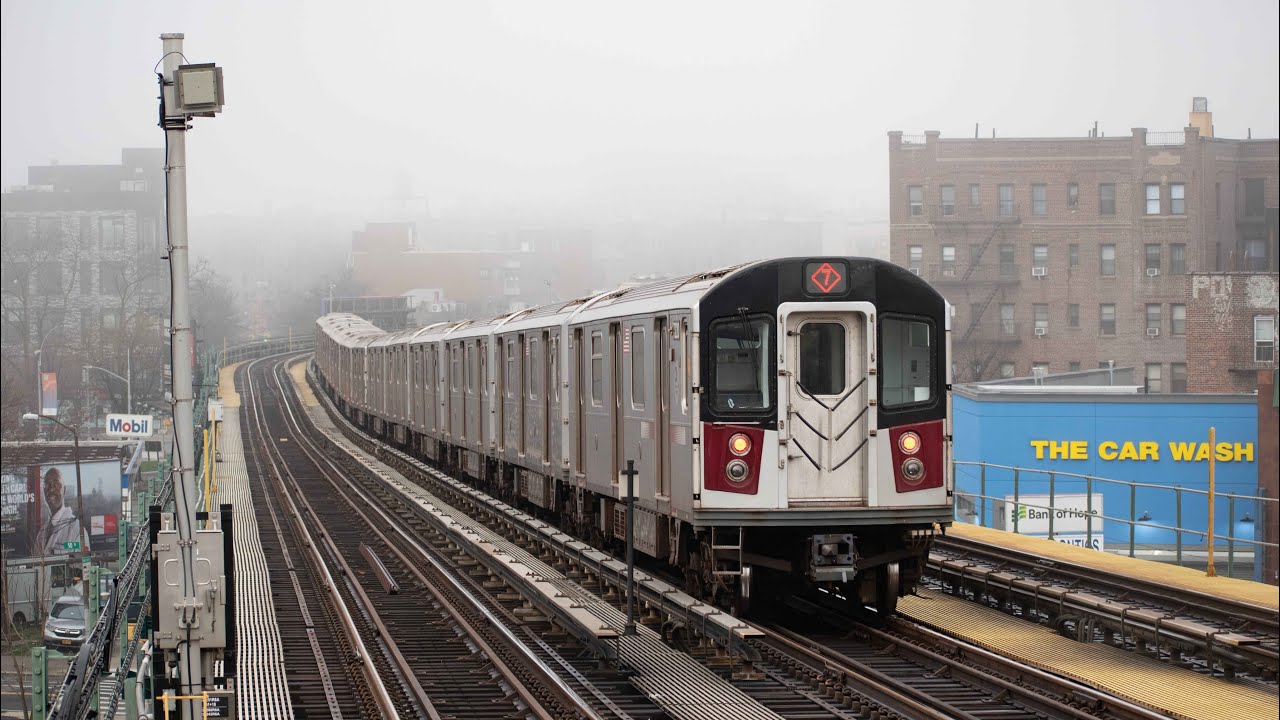AM peak 7 local and express trains at 52nd Street Lincoln Avenue 4/6/23 ...