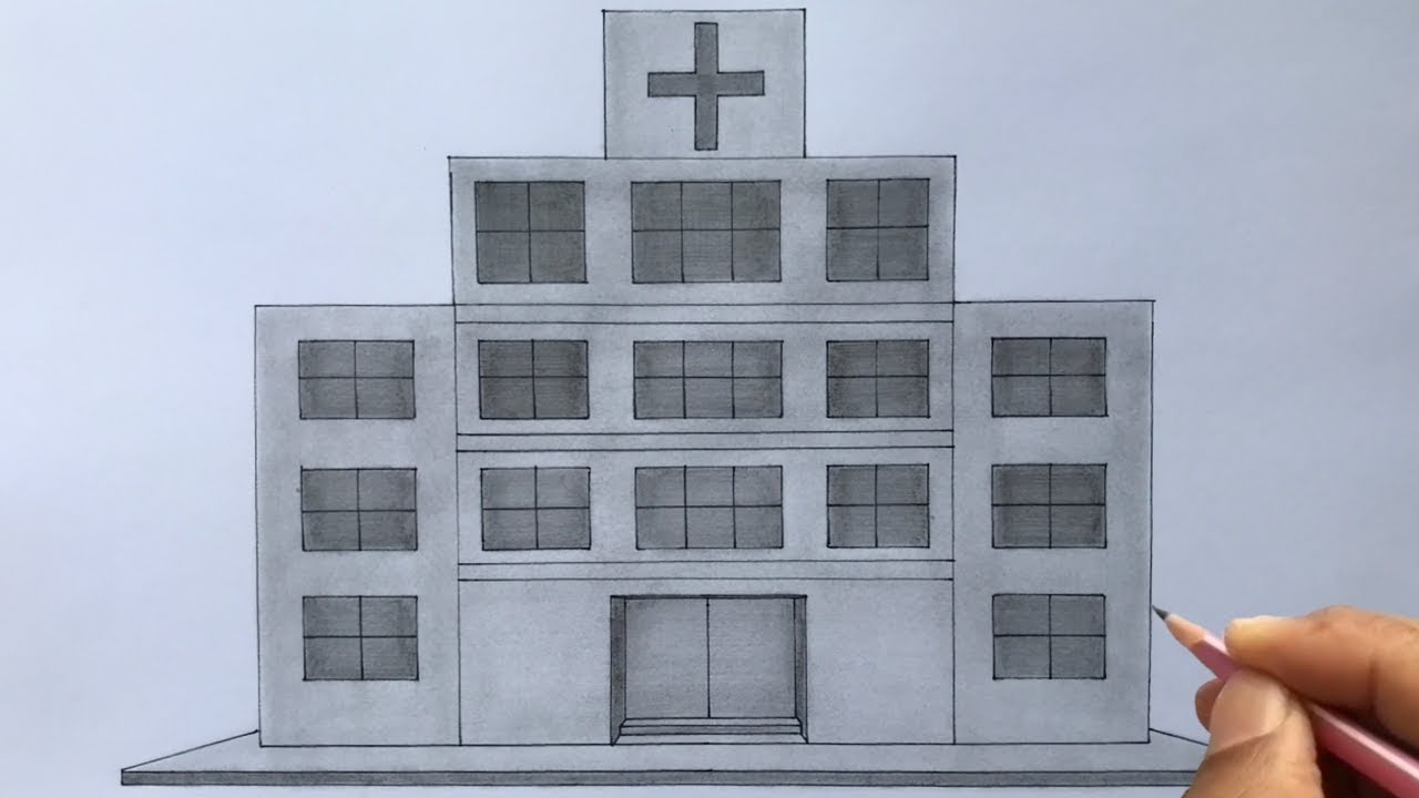 How to draw: how to draw a hospital: easy drawing - YouTube