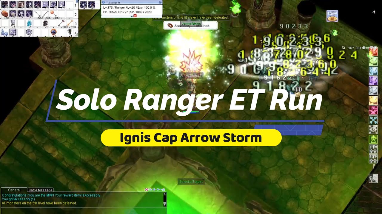 iRO: Ranger Solo FULL ET Run - Arrow Storm Ignis Type K - YouTube