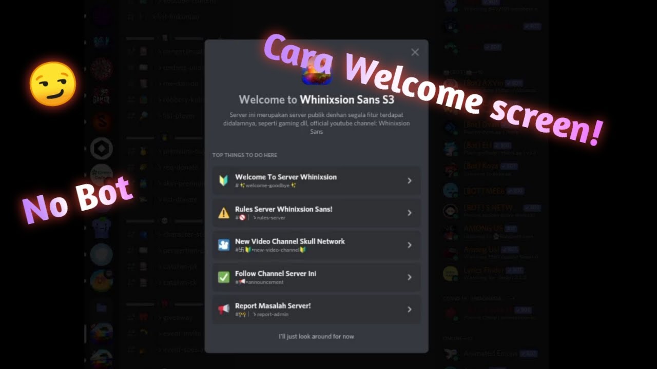 Cara Tampilkan Welcome screen di discord|No Bot - YouTube