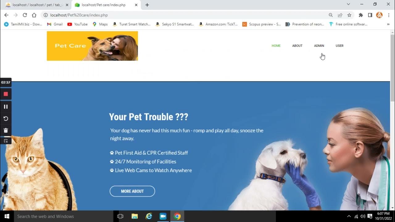 WEB BASED PET CARE APPLICATION PROJECT in PHP - YouTube