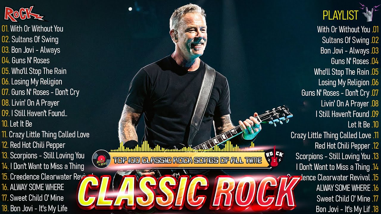 🔥 Top 50 Classic Rock Hits 70s 80s 90s 🎸 Queen, Metallica, AC/DC ...