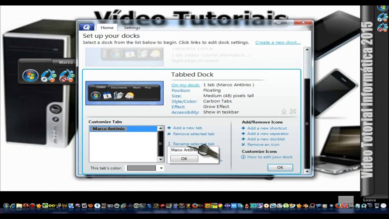 Como instalar e fazer as barras no Objectdock 2 0 Mrc Informática - YouTube