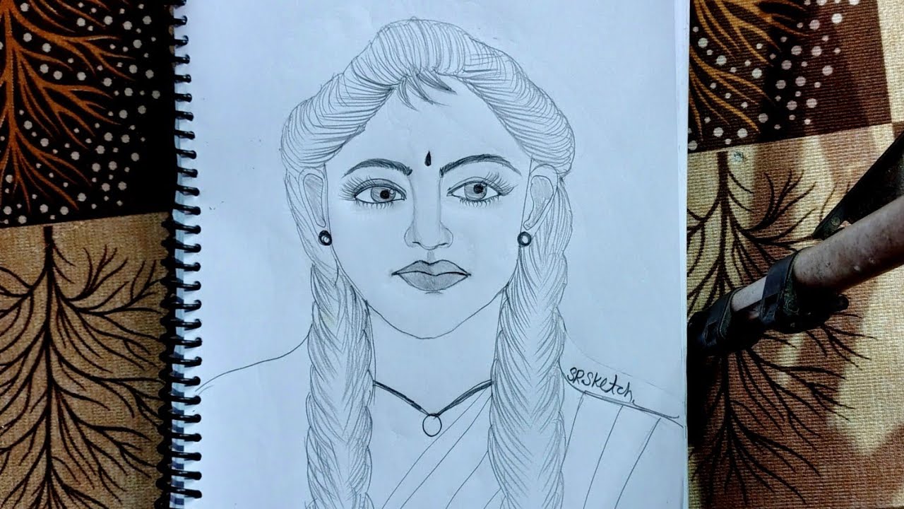 How to draw a girl with double braided hairstyle drawing pencil sketch ...