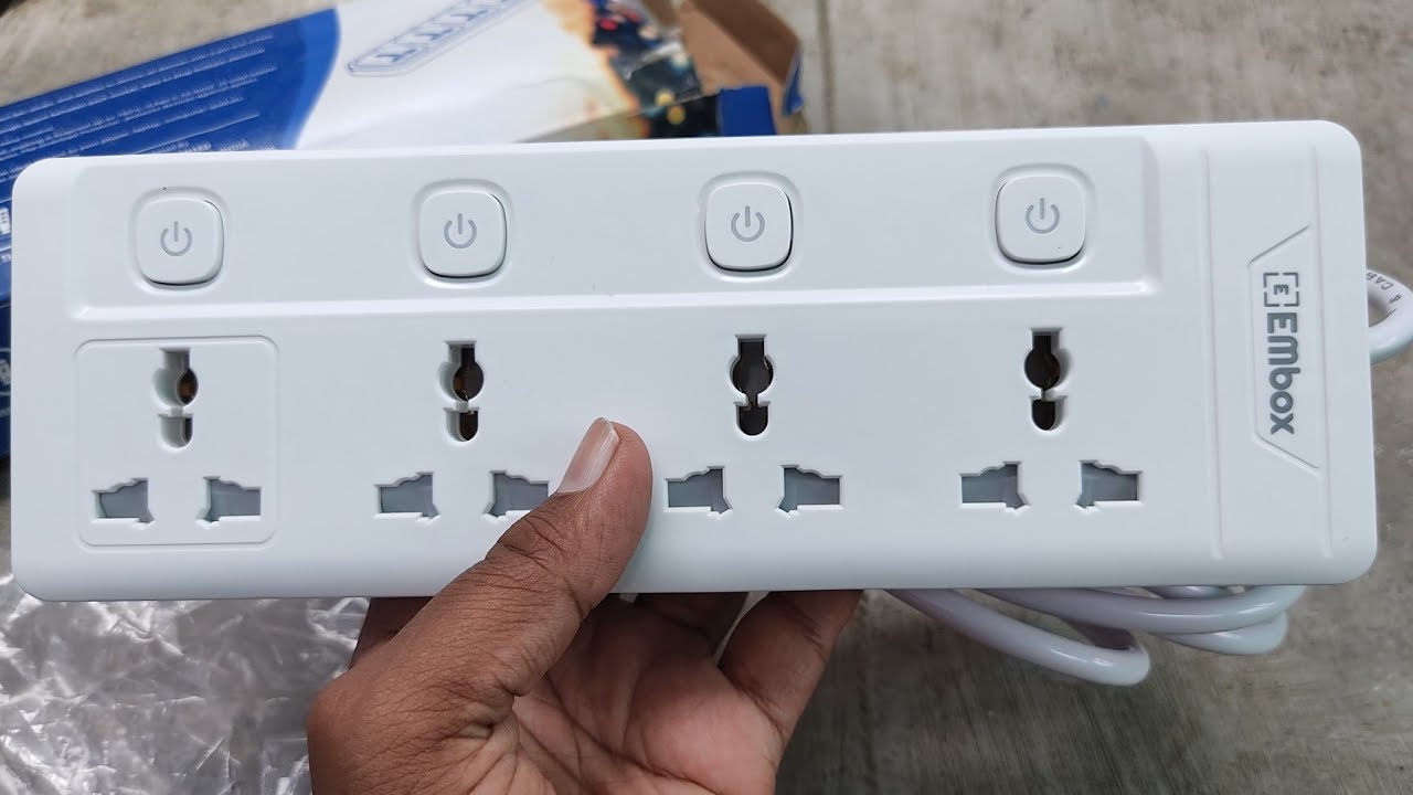 Unboxing Extension Box 4 plug point Individual switch 2500W 10A ...