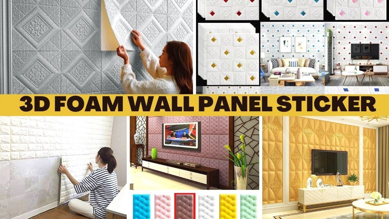 3D foam wall panel sticker information installation I drawing room I ...