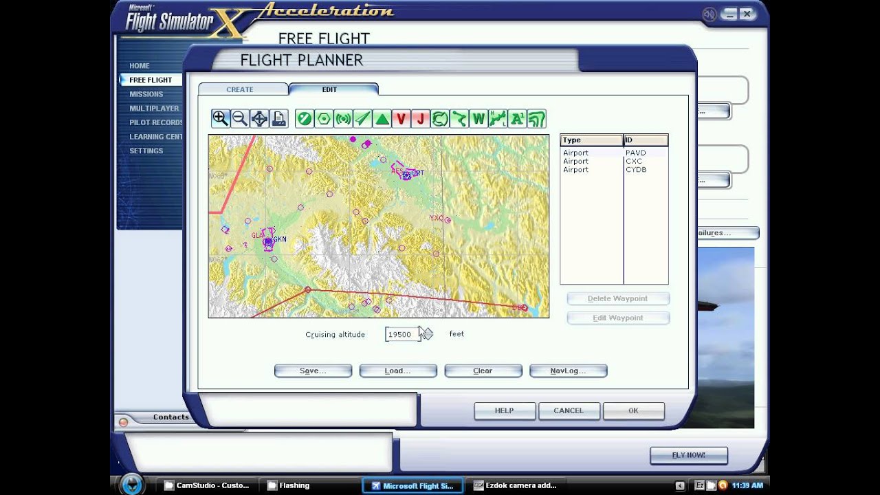 Planing a flight plan with waypoints in fsx - YouTube