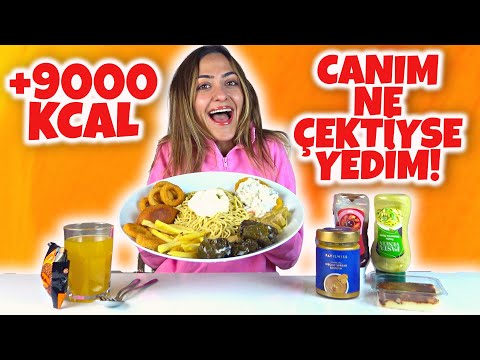 CANIM NE ÇEKTİYSE YEDİM!-Biscoff Krema,Şinitzel,Rus Salatası,Soğan Halkası,Spagetti vs.(+9000 KCAL)