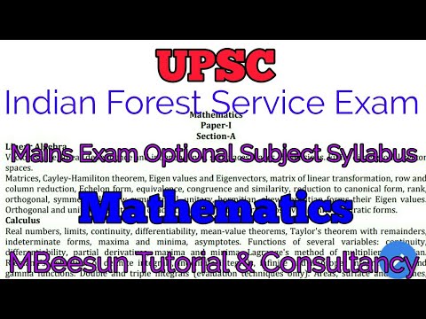 Indian forest service exam optional subject syllabus | Mathematics ...