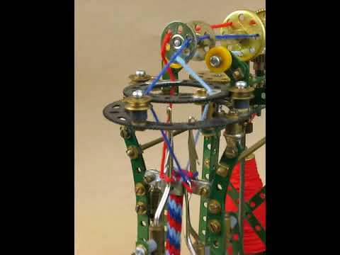 Meccano 3-yarn French knitting machine - the knitting process in slow ...