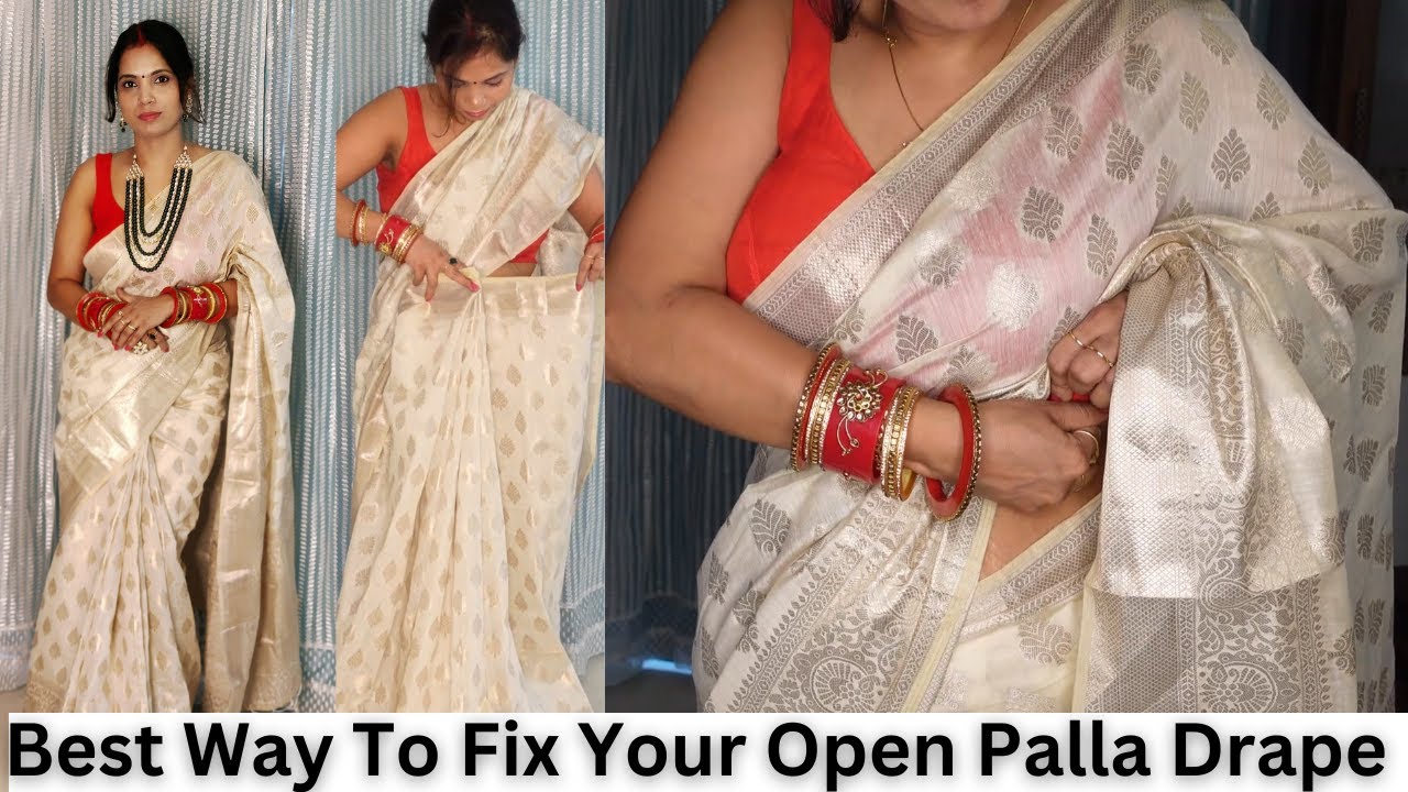 OPEN PALLU SAREE DRAPE | DRAPING TUTORIAL FOR BEGINNERS STEP BY STEP ...