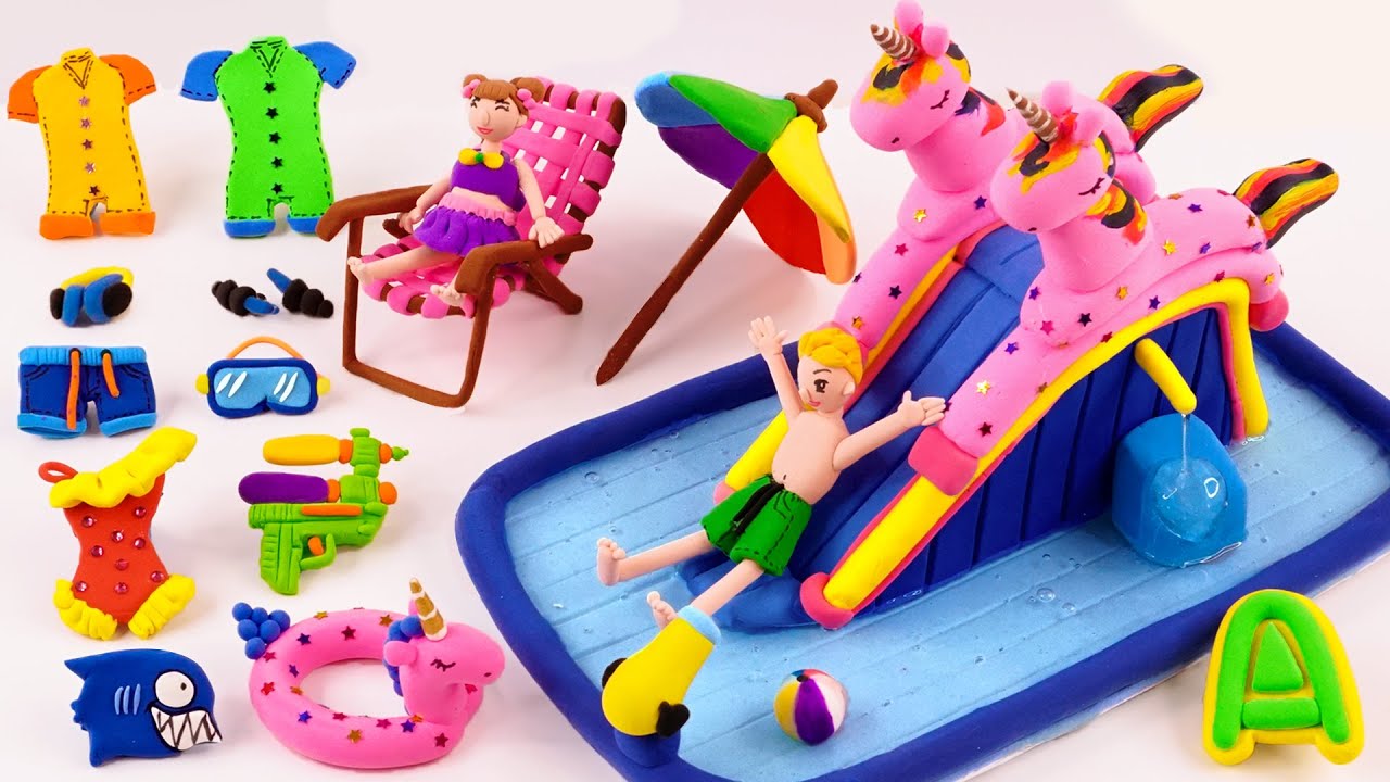 DIY How To Make Polymer Clay Miniature Water Park, Water Slides ...