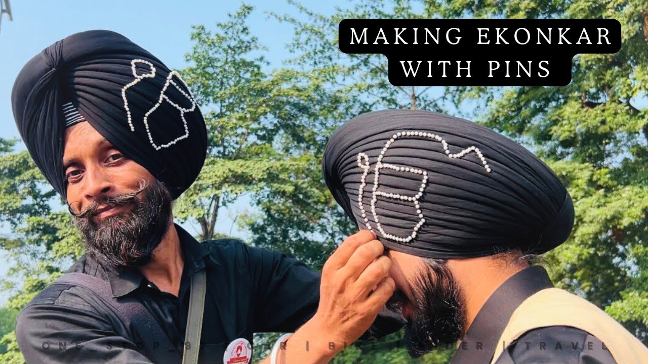 How to make ੴ #ekonkar on turban with moti wali pins 📍#Easy learning # ...