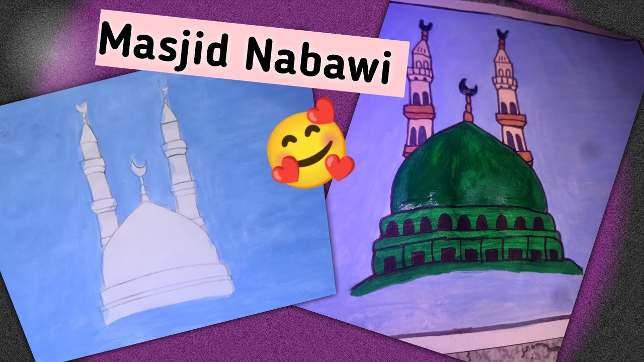How to draw madina shrif masjid - e - nabvi || easy madina painting 🎨!# ...