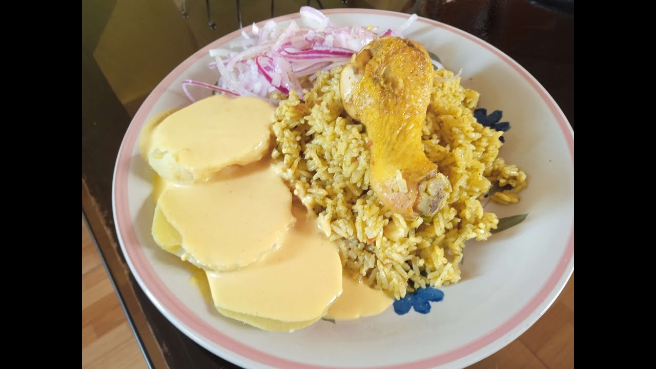 Arroz con Pollo y Papa a la Huancaina - YouTube