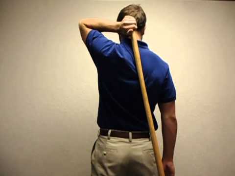 passive internal rotation with dowel - YouTube