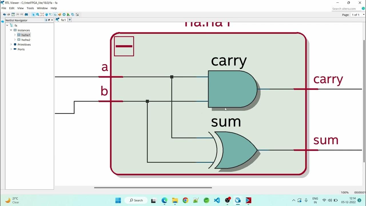 Design A Full Adder Using Verilog Quartus Youtube