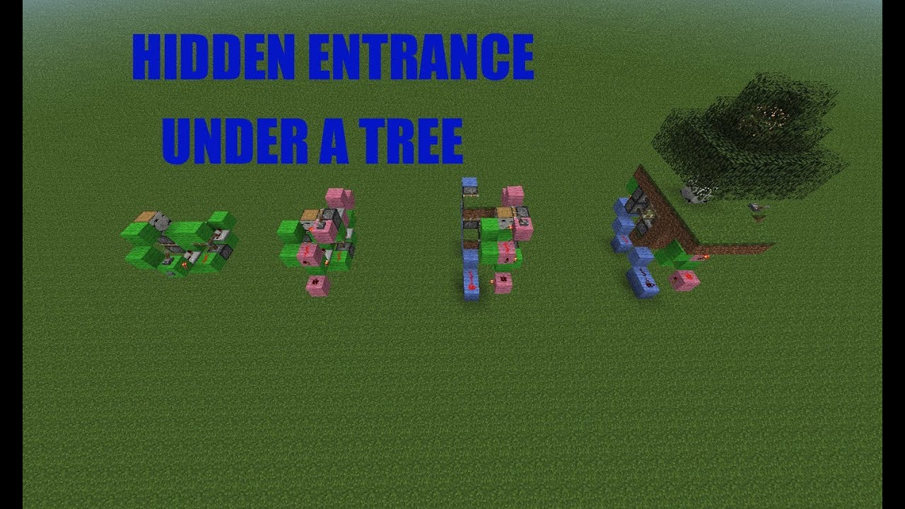 Minecraft Redstone Tutorial 1.3.2 - Hidden Entrance Under a Tree - YouTube