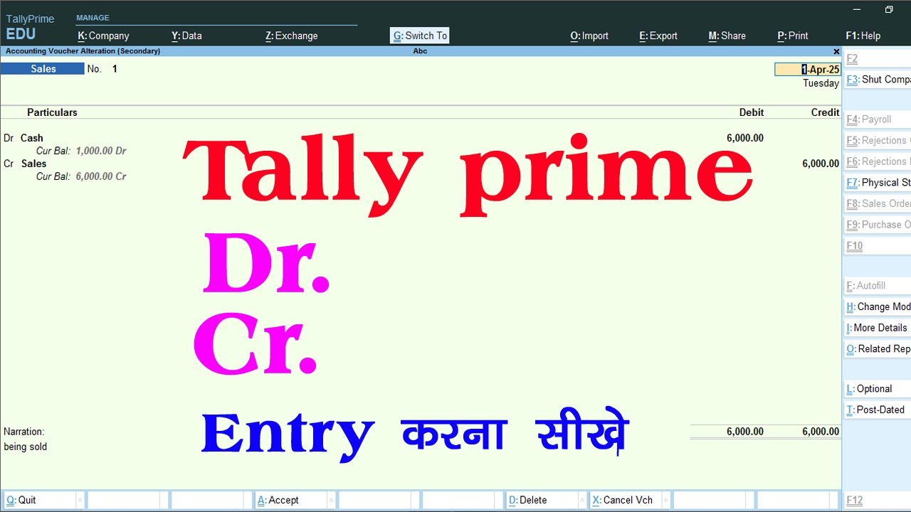dr cr entry in tally | tally prime dr cr setting | tally prime tutorial ...