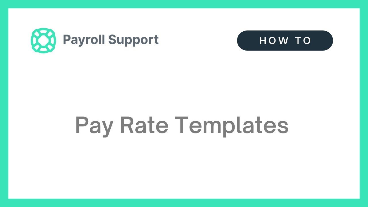 Pay Conditions - Pay Rate Templates - YouTube