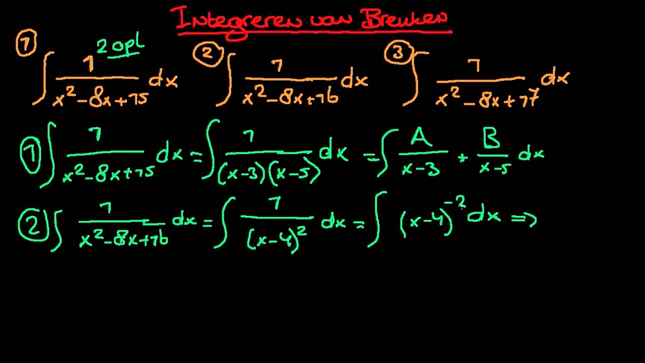 Analyse Plus - 7 - Integreren van Breuken 3 (1 in de teller) - YouTube