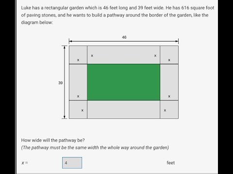 Luke has a rectangular garden which is 46 feet long and 39 feet wide ...