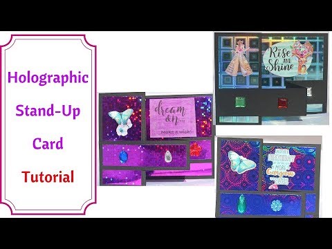 Bright and Colorful Holographic Stand Up Card Tutorial - YouTube