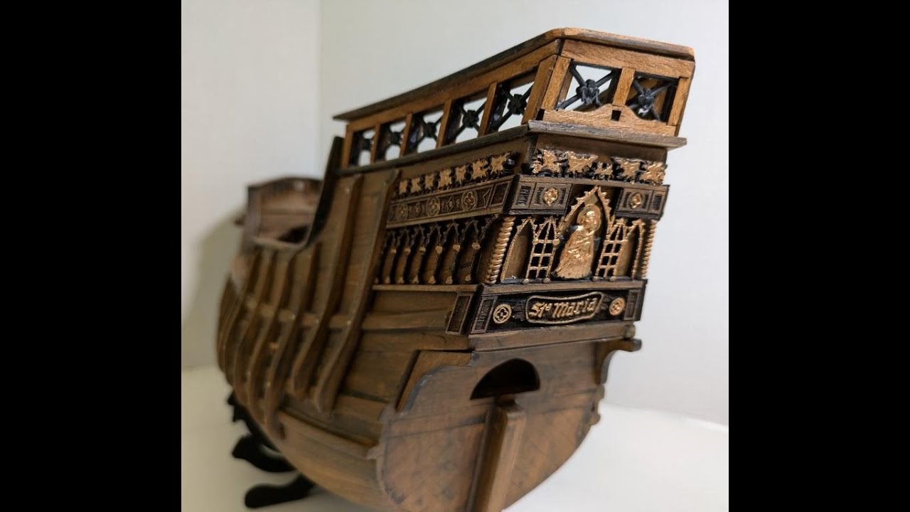Santa Maria #17 Stern Deck Railings and Decorations - YouTube