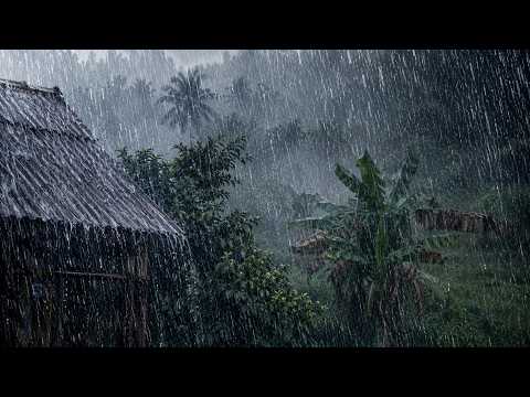 Tropikal Bir Köyde GERÇEK Şiddetli Yağmur 🌧️ %99 Dakikalar İçinde Uykuya Dalın | Uyku İçin Yağmur