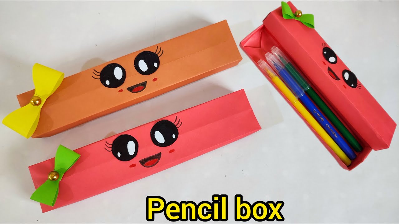 How to make a paper pencil box/ easy origami box - YouTube