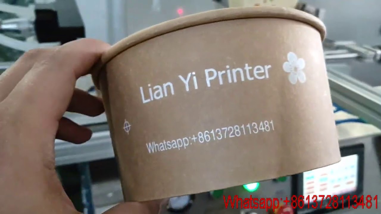 2 color paper bowl Servo screen printer - YouTube